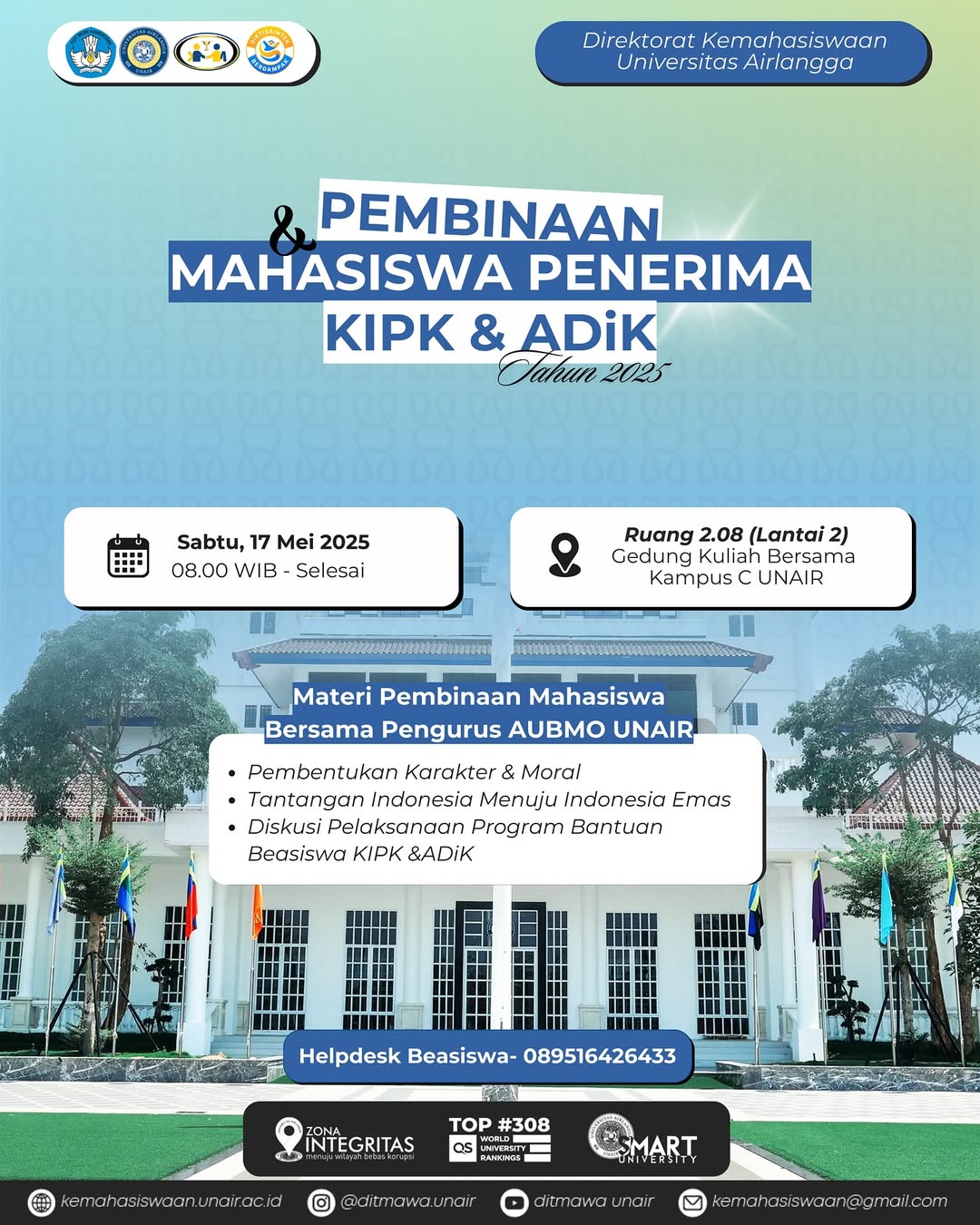 Pembinaan Mahasiswa Penerima Beasiswa KIPK & ADiK 2025: Bangun Karakter ...